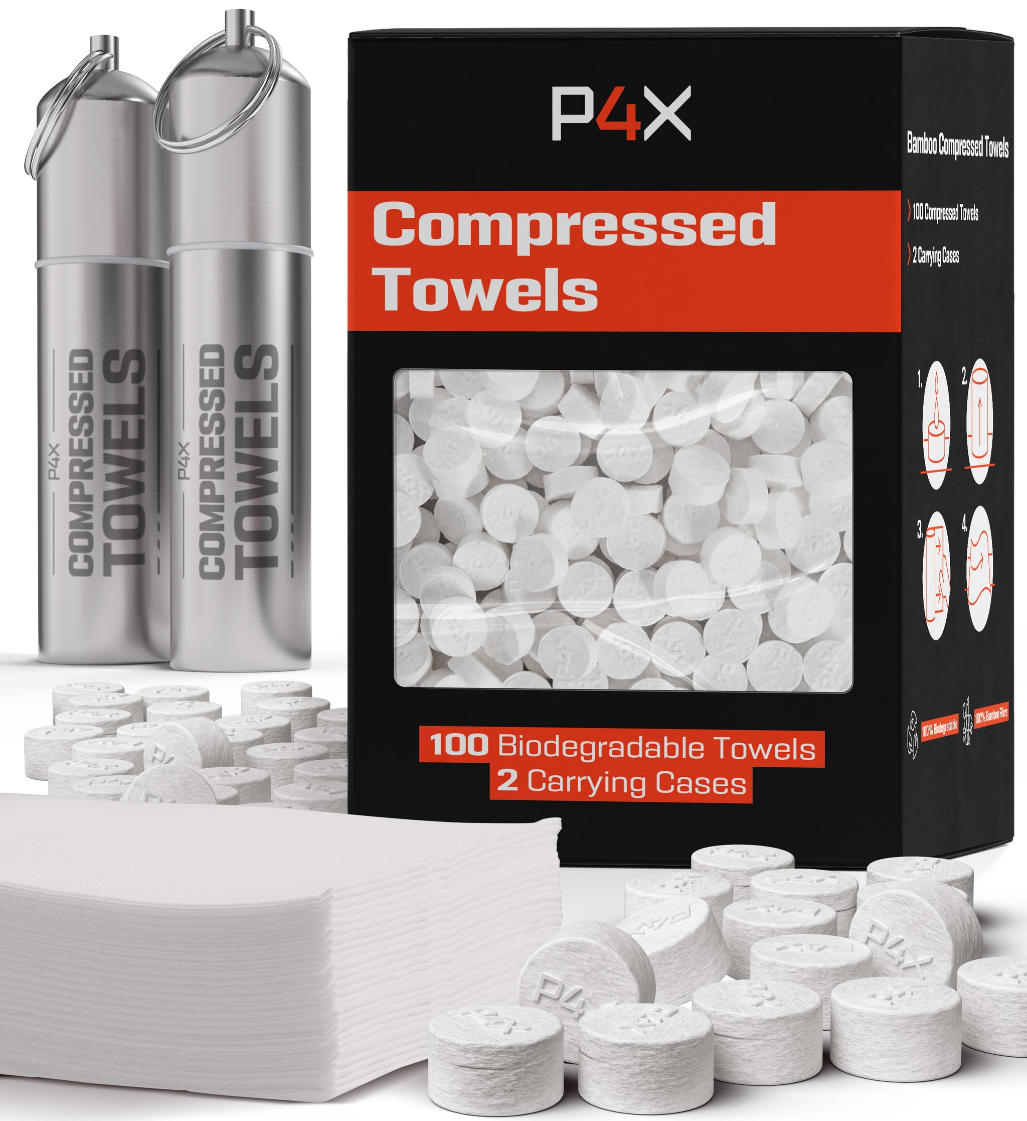 PREPARED4X Disposable 100% Bamboo Compressed Towel Tablets Kit with Me